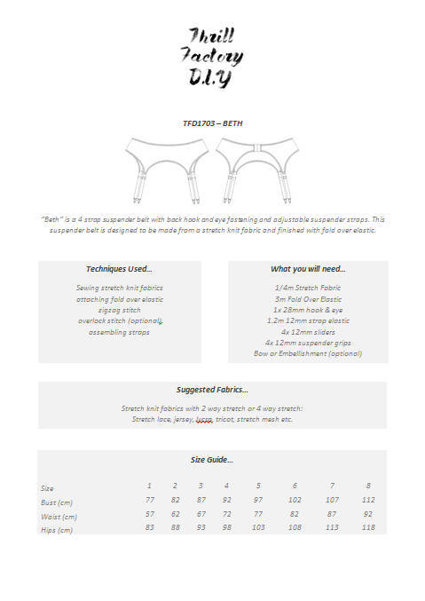 DIGITAL Lingerie Sewing Pattern / Multi-size / 4 Strap Suspender Belt ...
