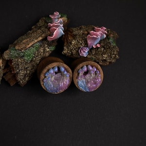 14 Mm Mushroom Plugs. Purple Plugs. Amethyst Plugs. Wood Plugs - Etsy