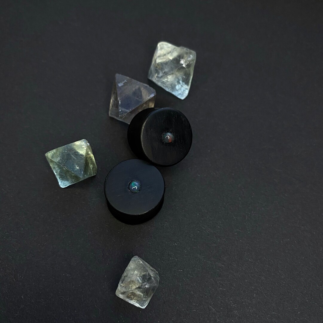 14mm Plugs. 9/16 Ear Plugs. Opal Plugs. Black Wood Plugs - Etsy