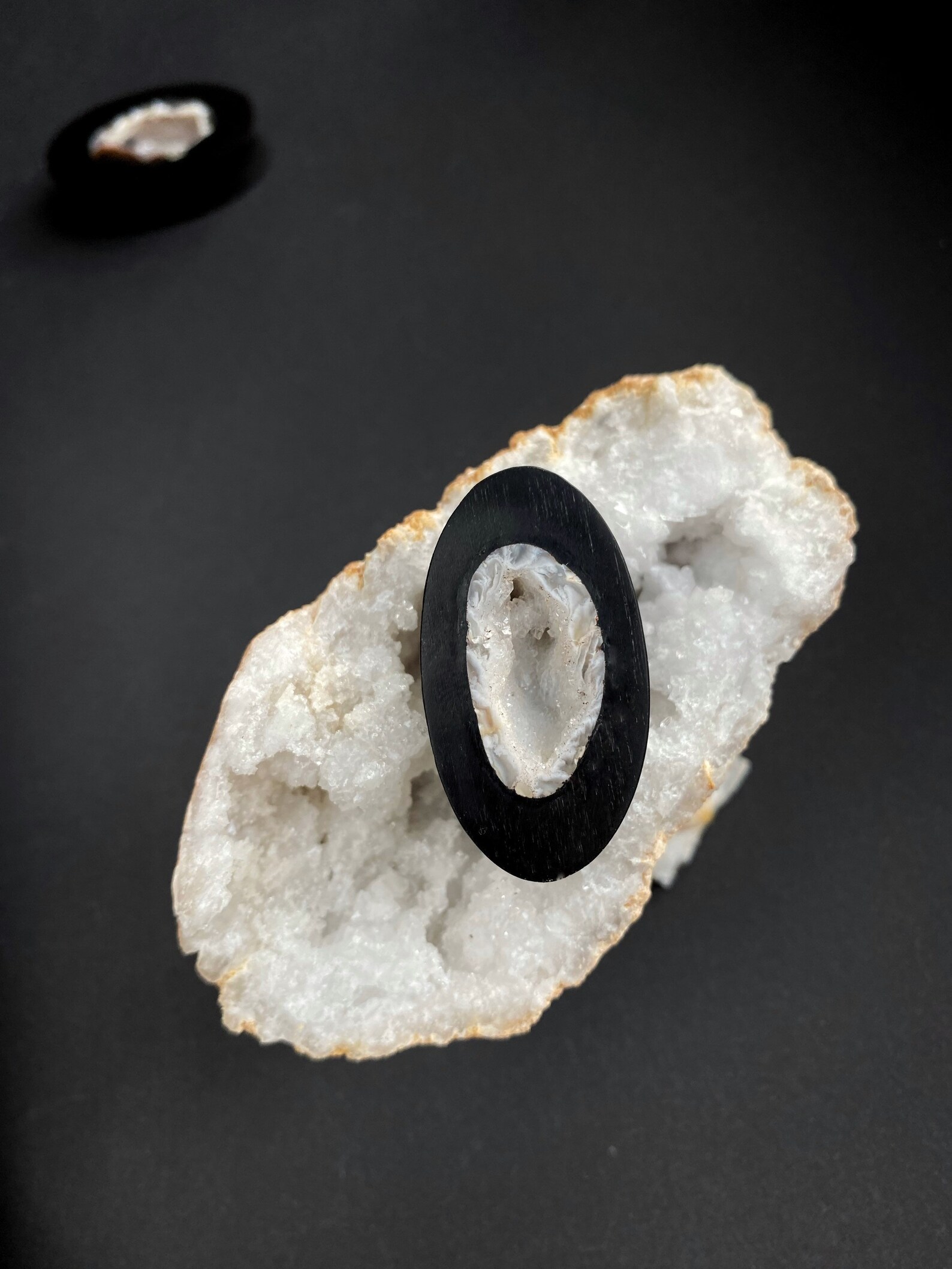 30 Mm Geode Plugs. Black Wood Plugs With Geode Inlay. Druse - Etsy