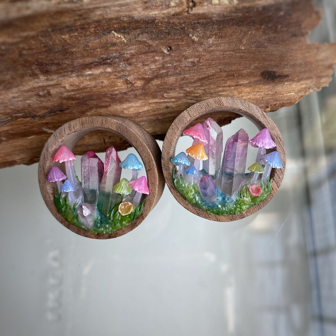 Mushroom Plugs. Amanita Plugs. Aura Quartz Plugs. Rainbow Plugs 9/16 ...