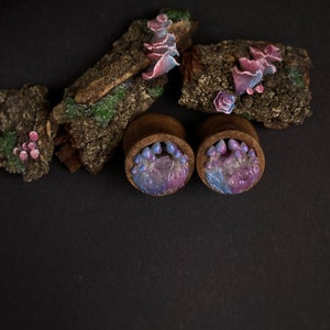14 Mm Mushroom Plugs. Purple Plugs. Amethyst Plugs. Wood Plugs - Etsy