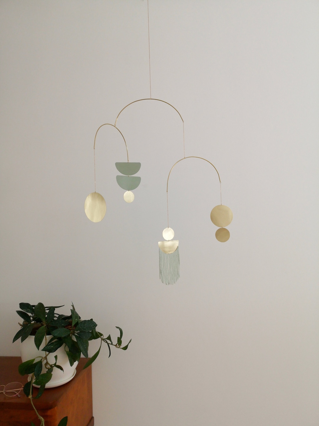 Brass Kinetic Mobile. Minimalist Modern Hanging Sculpture. Mid-century ...