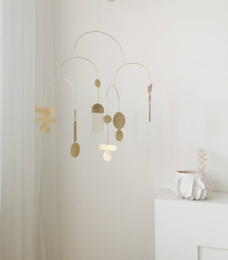 Brass Kinetic Mobile. Mid-century Modern Hanging Sculpture. Living Room ...
