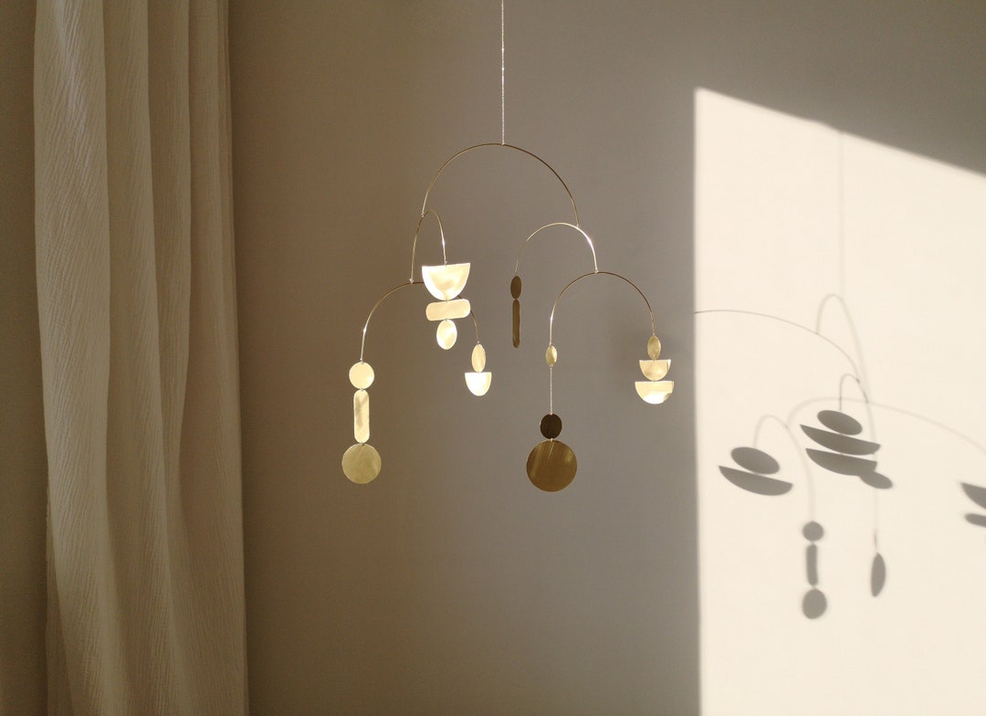Brass Kinetic Mobile. Mid-century Modern Hanging Sculpture. Gold Metal ...