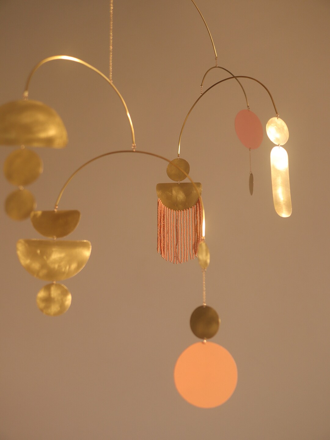 Kinetic Brass Mobile. Mid-century Modern Hanging Sculpture. Baby Adult ...