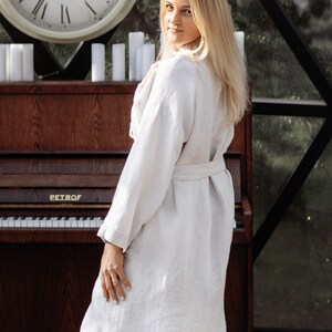 Womens Linen Robe, Waffle Linen Robe, Linen Kimono Robe, Linen Bathrobe ...