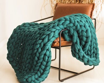 Terracotta Blanket, Chunky Knit Blanket, Terracotta Throw Blanket ...