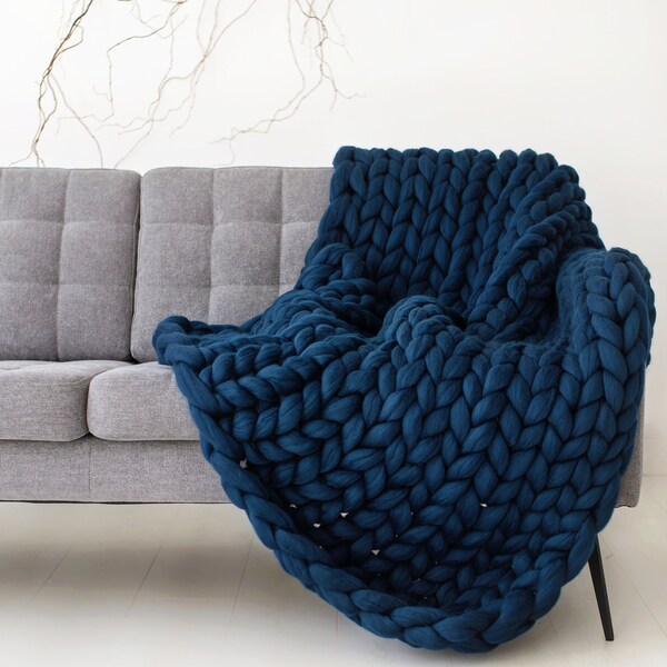 Giant Knit Blanket - Etsy