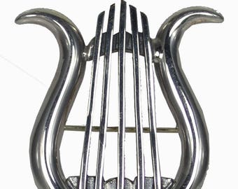 Lyre Harp Silver Brooch Pin God of Music Apollo Ancient Greece - Etsy