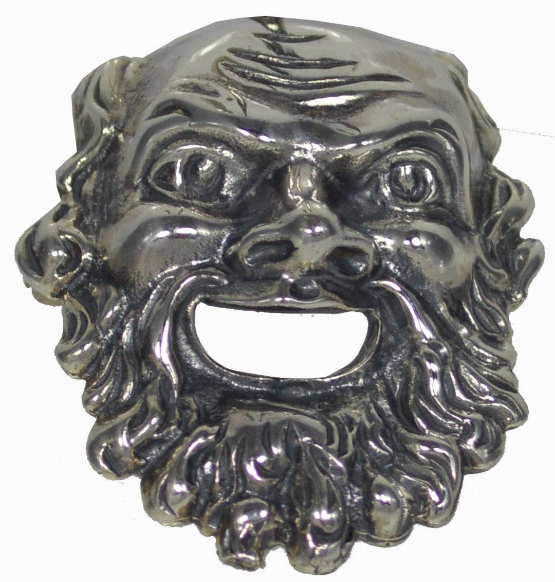 Dionysus Mask Silver Pendant Brooch Pin Bacchus Dionysos God of Wine ...