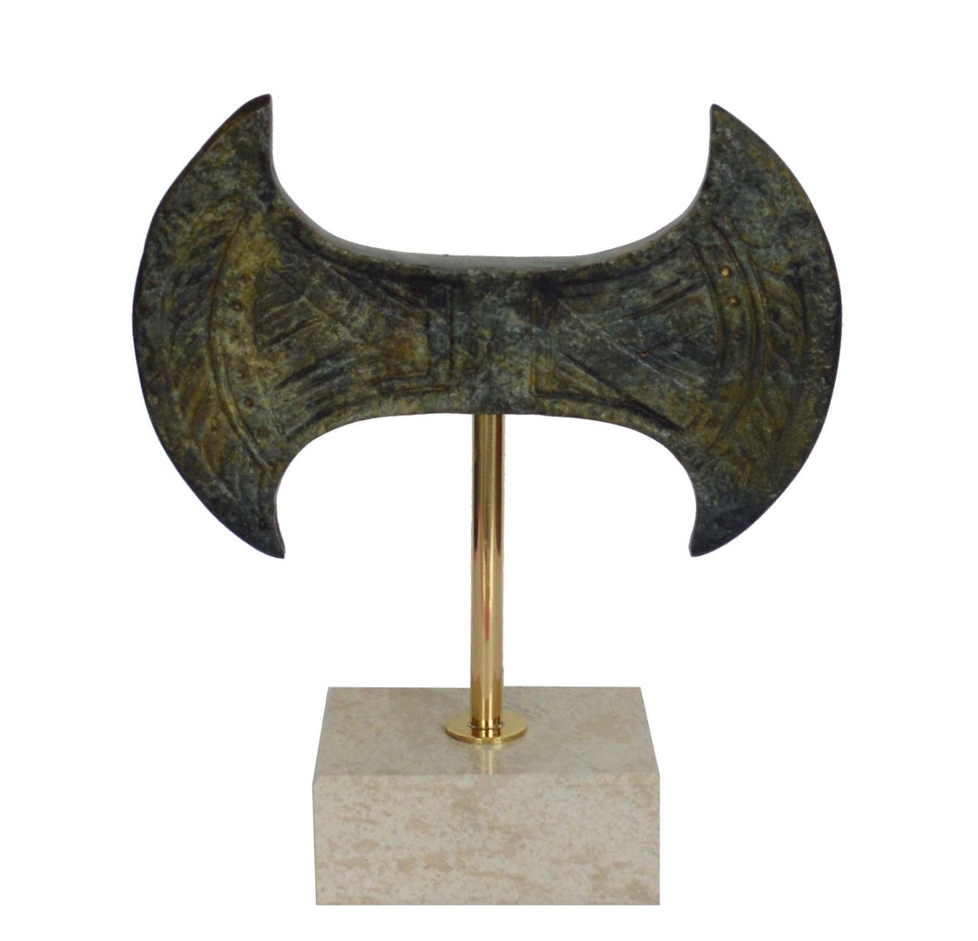 Double Headed Axe Mini Bronze Item on Marble Base Minoan Labrys - Etsy