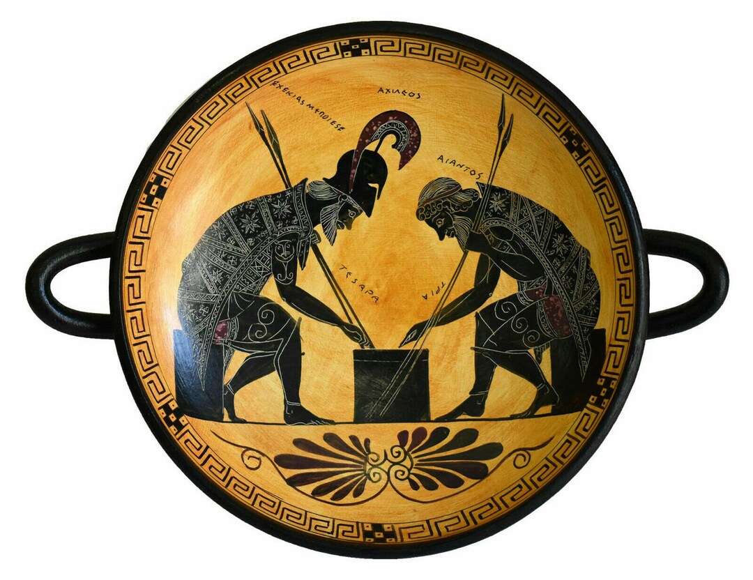 Achilles and Ajax Black Figure Small Kylix Vase Exekias Vatican Museum ...