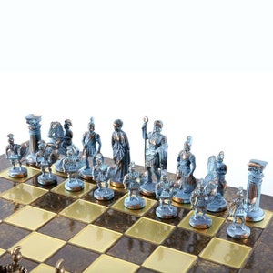 Greek Roman Army Large Chess Set Blue Copper Pawns Brown - Etsy