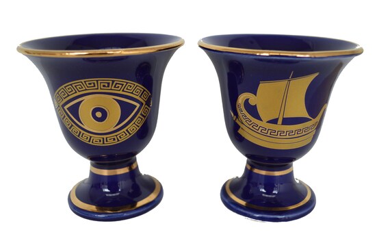 Pythagoras Cup Pythagoras Trireme Eye Two Quality Blue Cups | Etsy