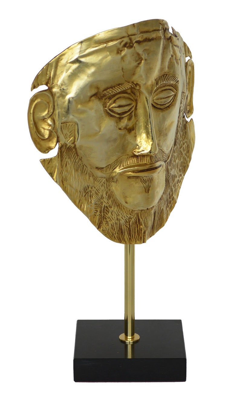 Mask of Agamemnon Gold Plated Sculpture Mycenaean King - Etsy