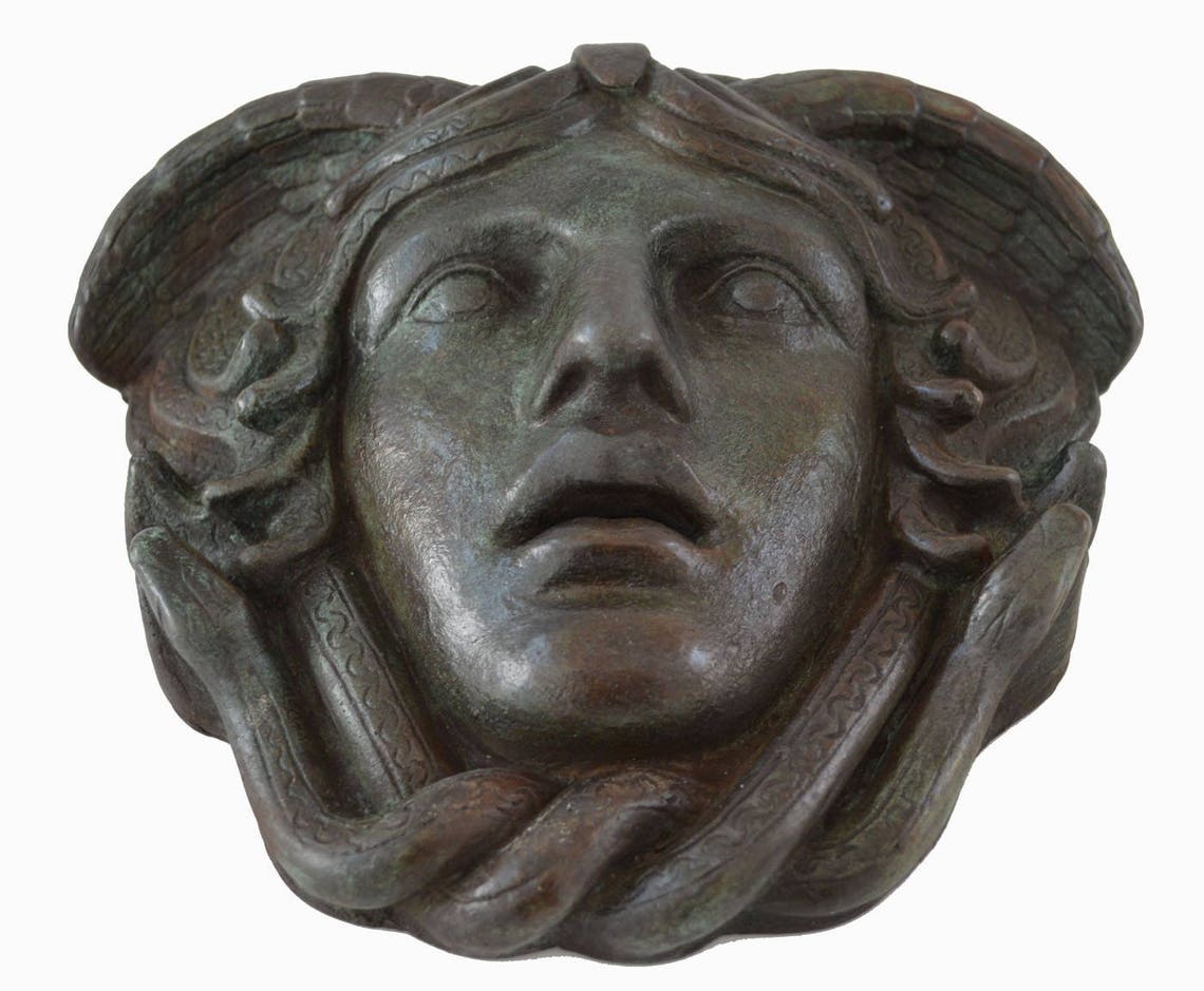 Medusa Mask With Bronze Color Effect Ancient Greek Theatre - Etsy