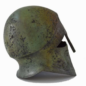 Bronze Helmet With Carvings Ancient Greek Half Size Reproduction ...