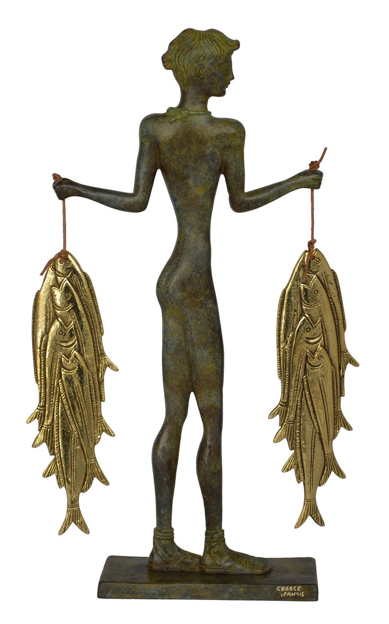 Minoan Fisherman Bronze Sculpture Santorini Thera Fresco - Etsy
