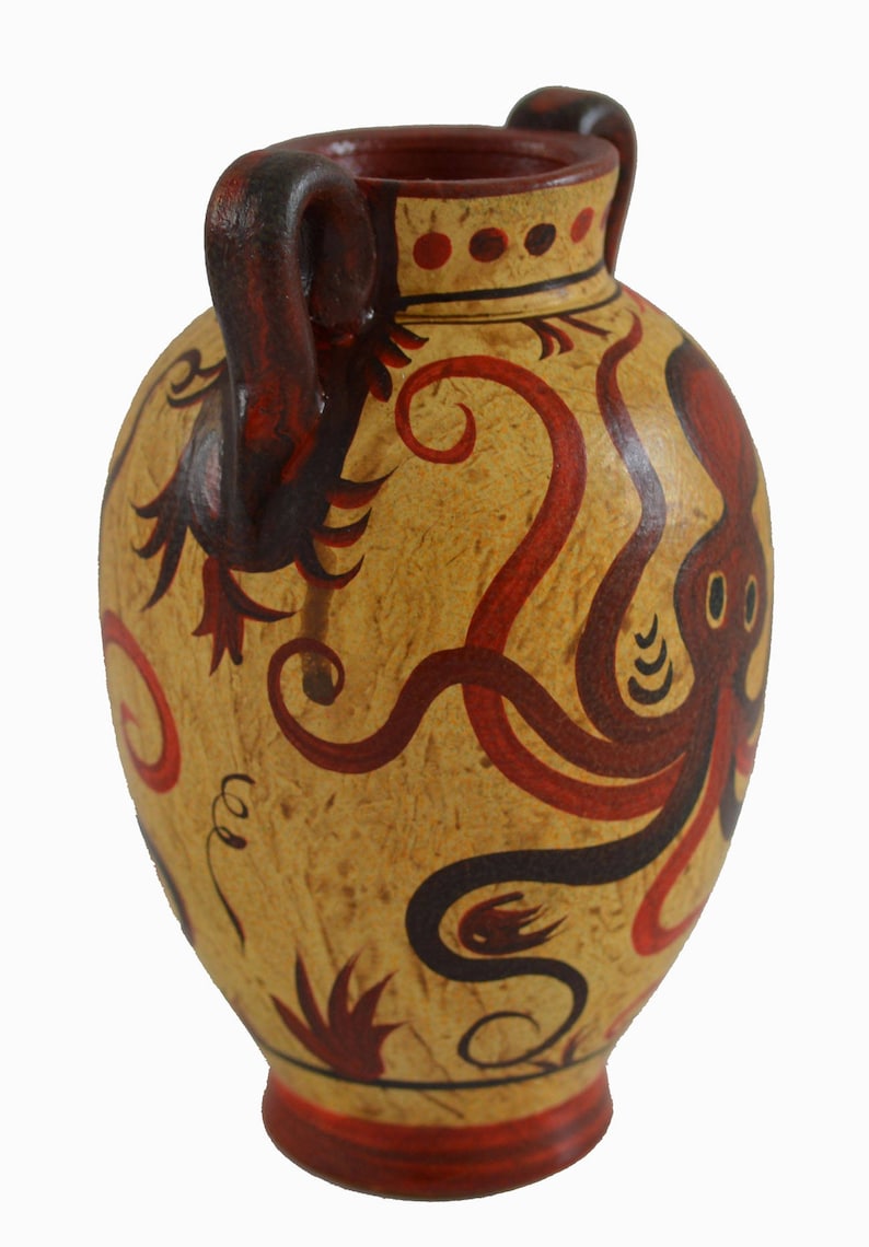 Minoan Art Pottery Mini Amphora Vase Octopus Ancient Crete - Etsy