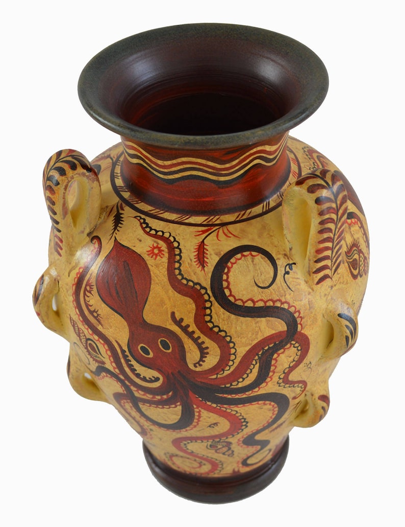 Minoan Pottery Amphora Vase Octopus Design Handmade in - Etsy