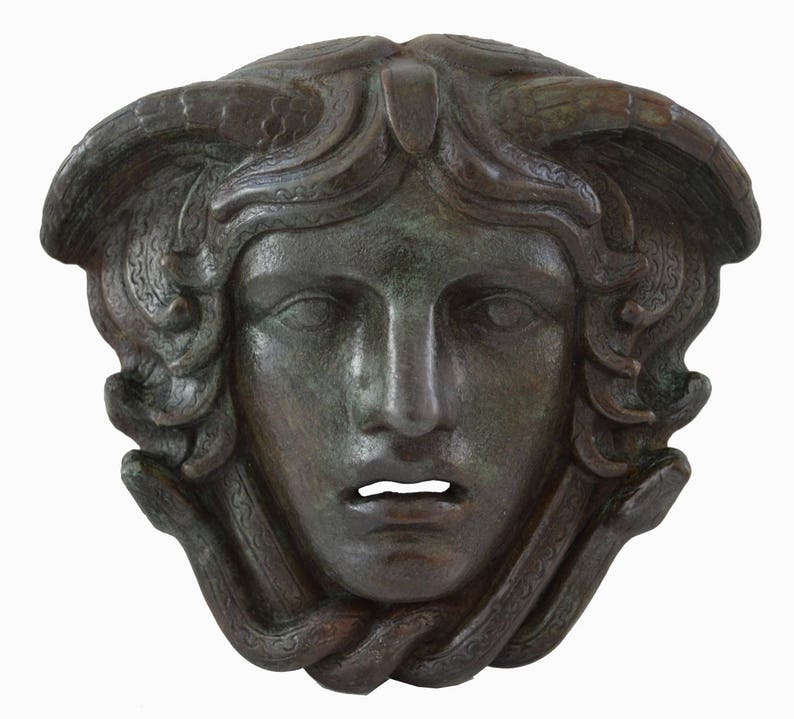 Medusa Mask With Bronze Color Effect Ancient Greek Theatre - Etsy
