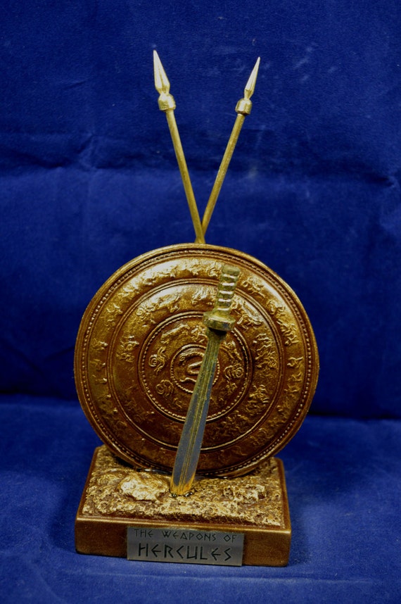 Hercules Sculpture Weapon Statue Set Alabaster With Oxidation | Etsy