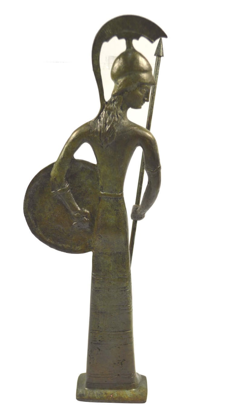 Escultura de Atenea Minerva bronce con lanza y escudo - Etsy España