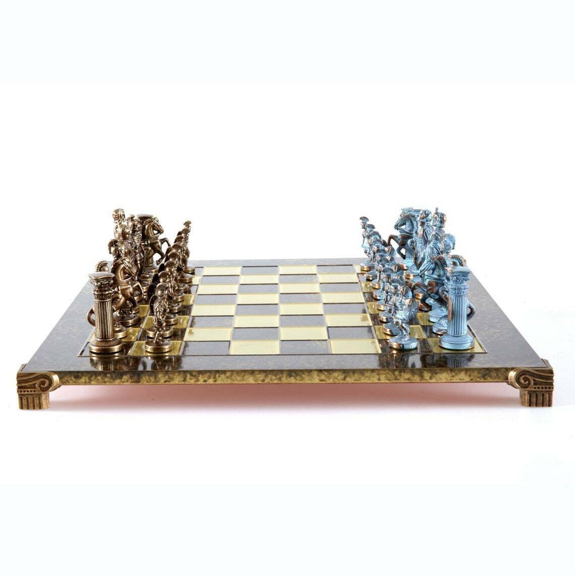 Greek Roman Army Large Chess Set Blue Copper Pawns Brown | Etsy