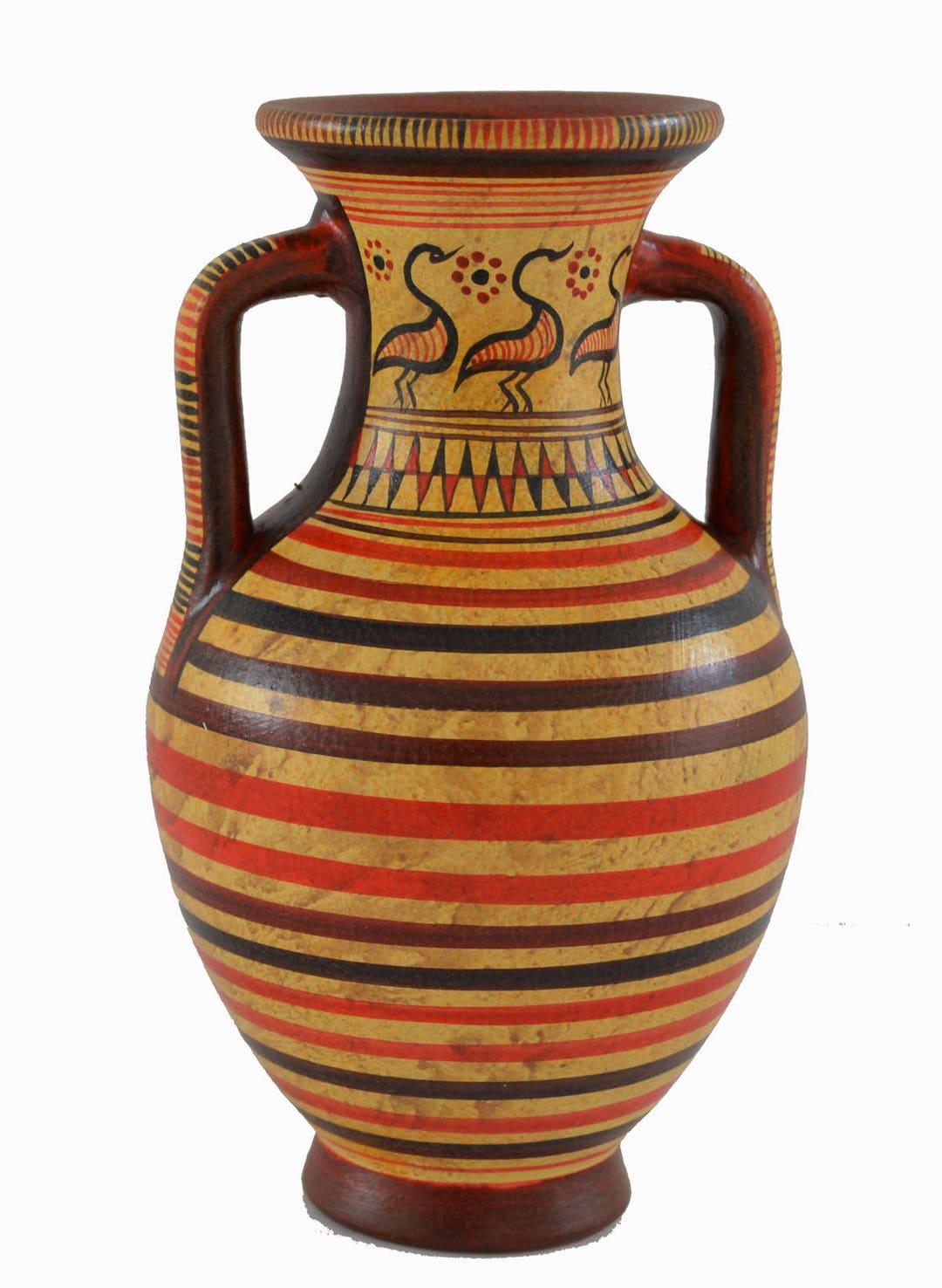 Minoan Pottery Mini Amphora Vase Geometric Design Handmade in Greece - Etsy