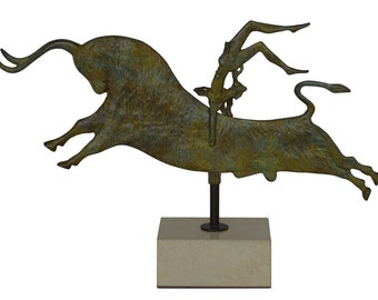 Greek Minoan Bull Leaping Bronze Statue, Crete Museum Replica Metal ...