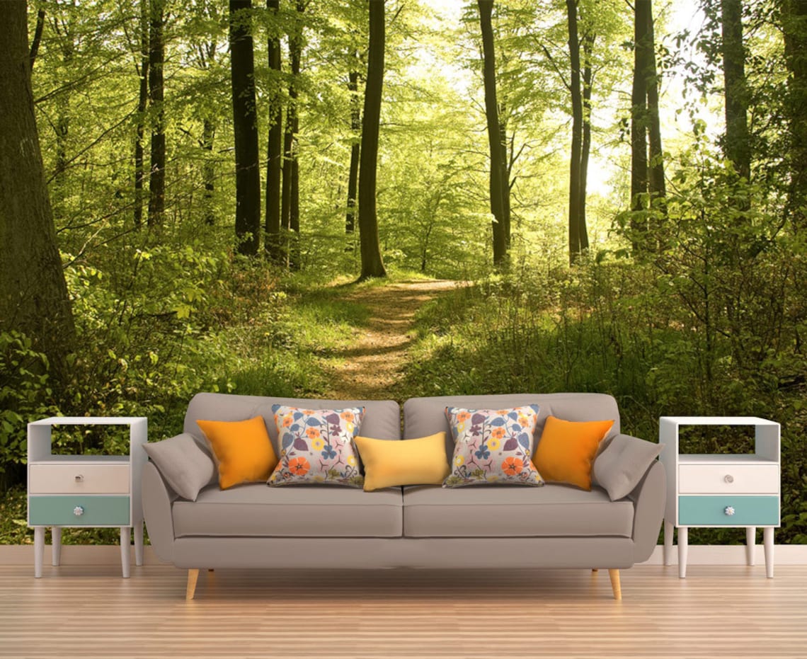 Forest Wallpaper Tree Wallpaper Tree Wall Mural Forest Wall - Etsy