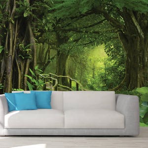 Wallpaper Forest Forest Trees Decal Forest Trees Wall Decal - Etsy