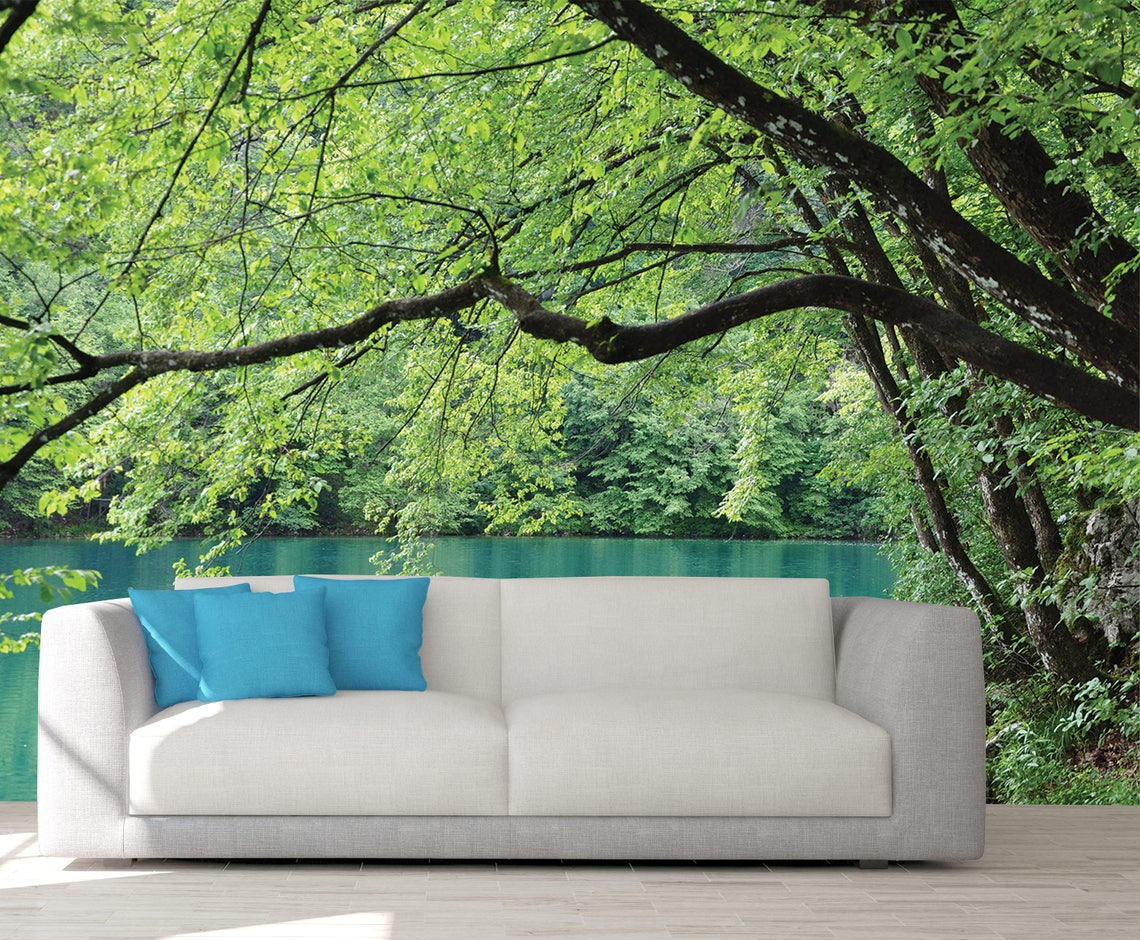 Wallpaper Forest Tree Wall Art Decal Forest Trees Wall | Etsy