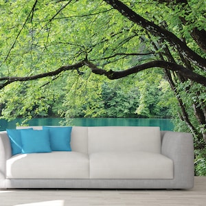Wallpaper Forest, Tree Wall Art Decal, Forest Trees Wall Decal, Trees ...