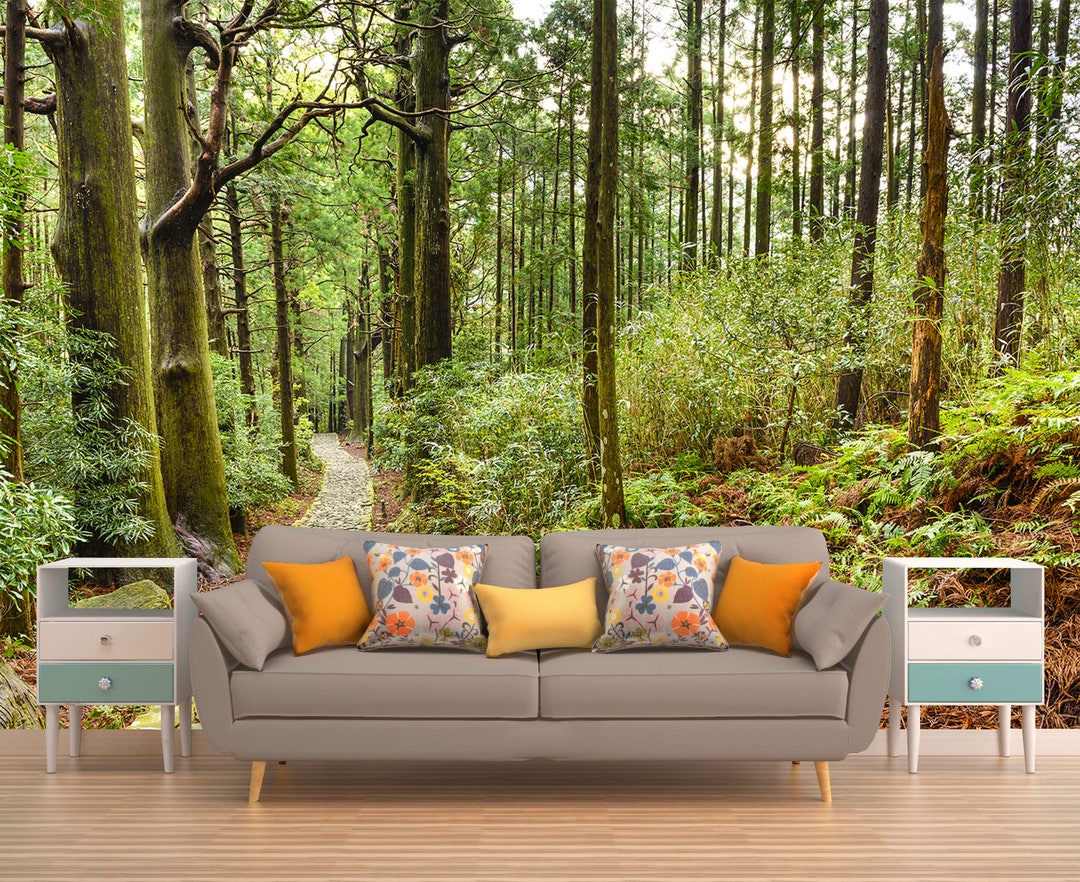 WOOD WALL COVERING, Trees Wall Art, Peel and Stick Wallpaper, Forest ...