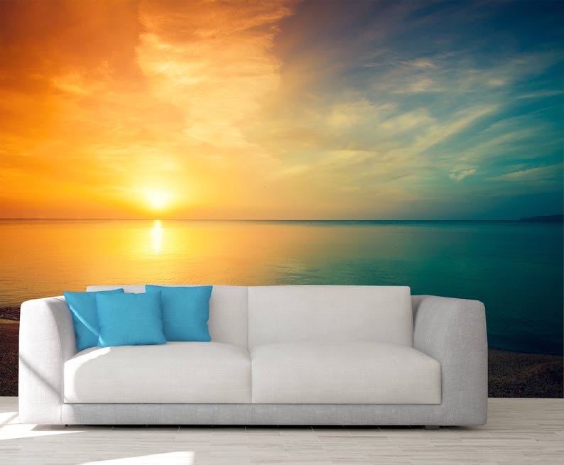 Sunset Wall Covering Beautiful Sunset Peel And Stick Wall | Etsy