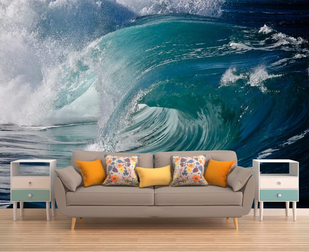 Water Wall Decor, Wall Mural Wave, Wallpaper Wave, Wall Covering, Wave ...