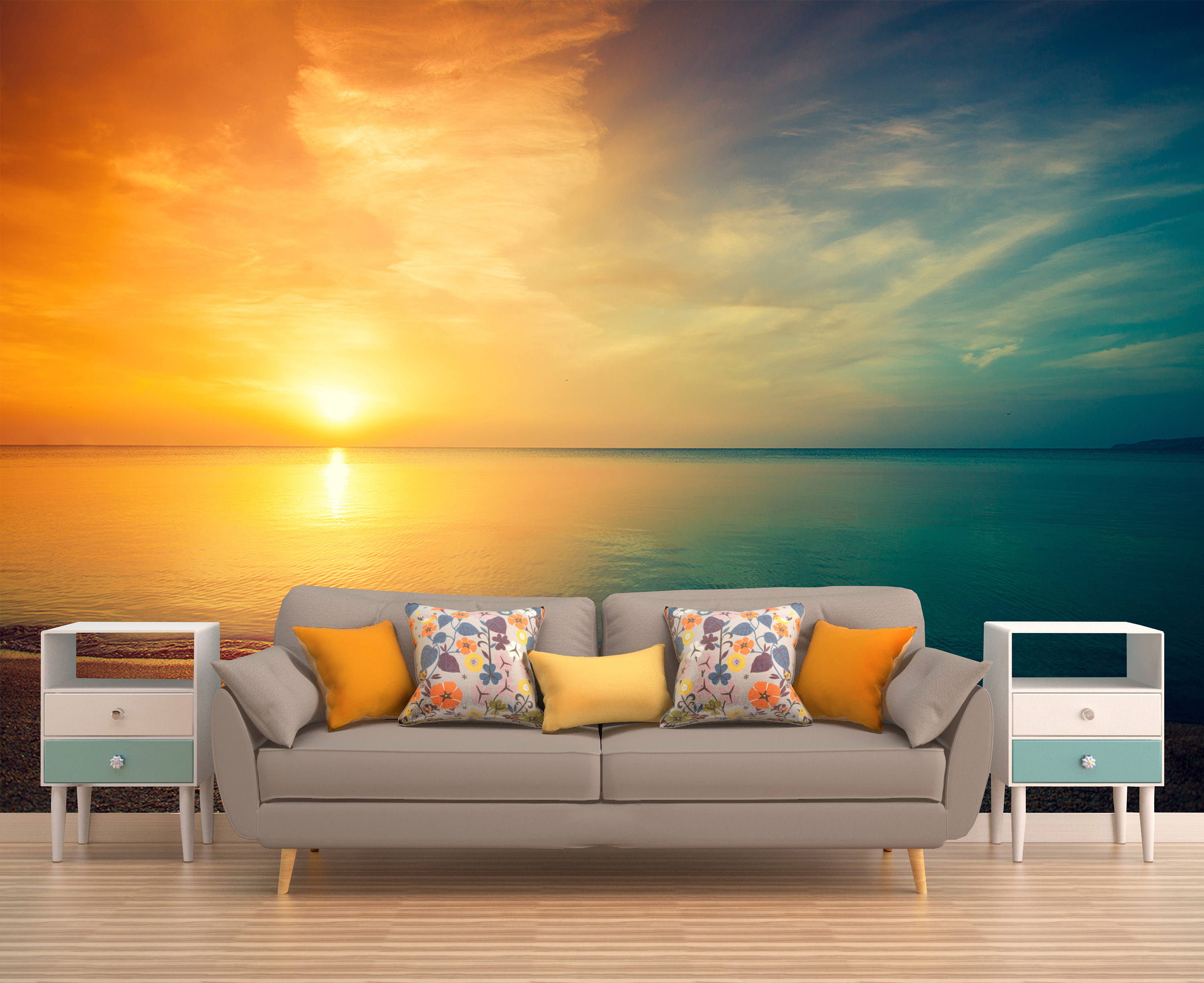 Sunset Wall Covering Beautiful Sunset Peel And Stick Wall | Etsy