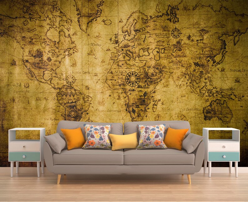 Map of Years Wall Mural OLD MAP WALLPAPER Self-adhesive Map - Etsy