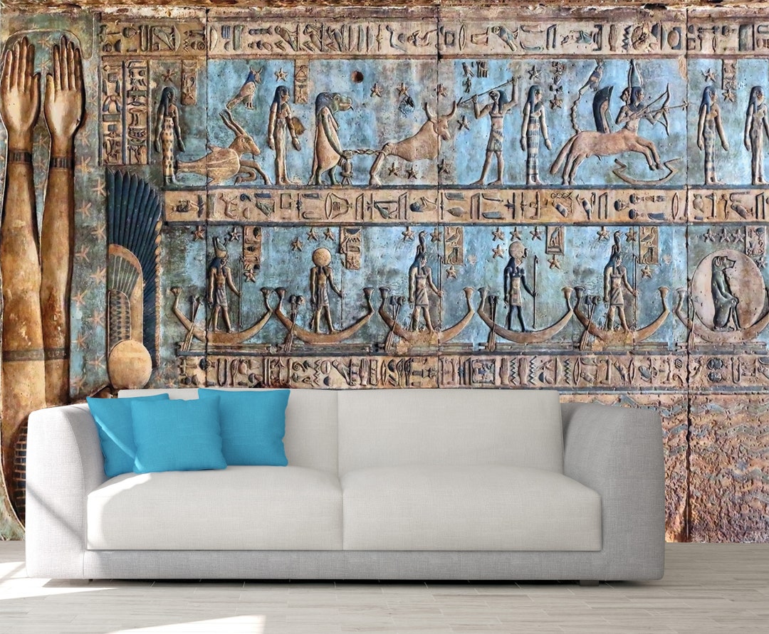 Egyptian Pharaoh Mural, Peel and Stick Wallpaper, Vintage Wall Decor ...