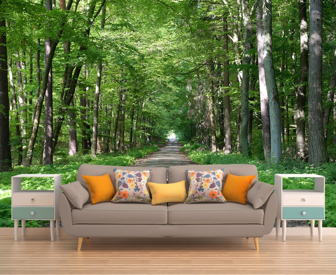 Tree Tunnel Wall Mural, PEEL AND STICK, Trees Wall Covering, Spring ...