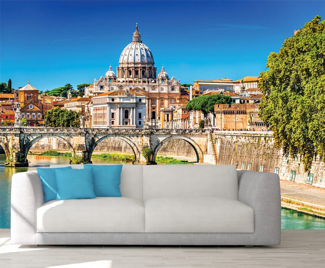Wall Decor Peel and Stick, ROME WALL TAPESTRY, Vatican Dome Wall Sheet ...