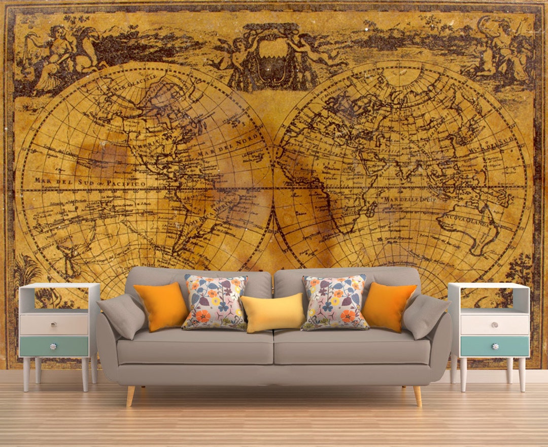 MAP OF ANTIQUITY Peel & Stick Wall Mural, Old Map of the World ...