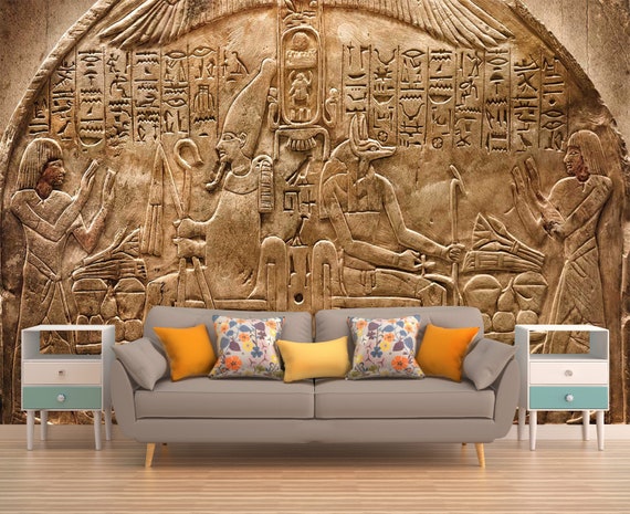 Egyptian Wallpaper Door Sticker Waterproof Self Adhesive Mural