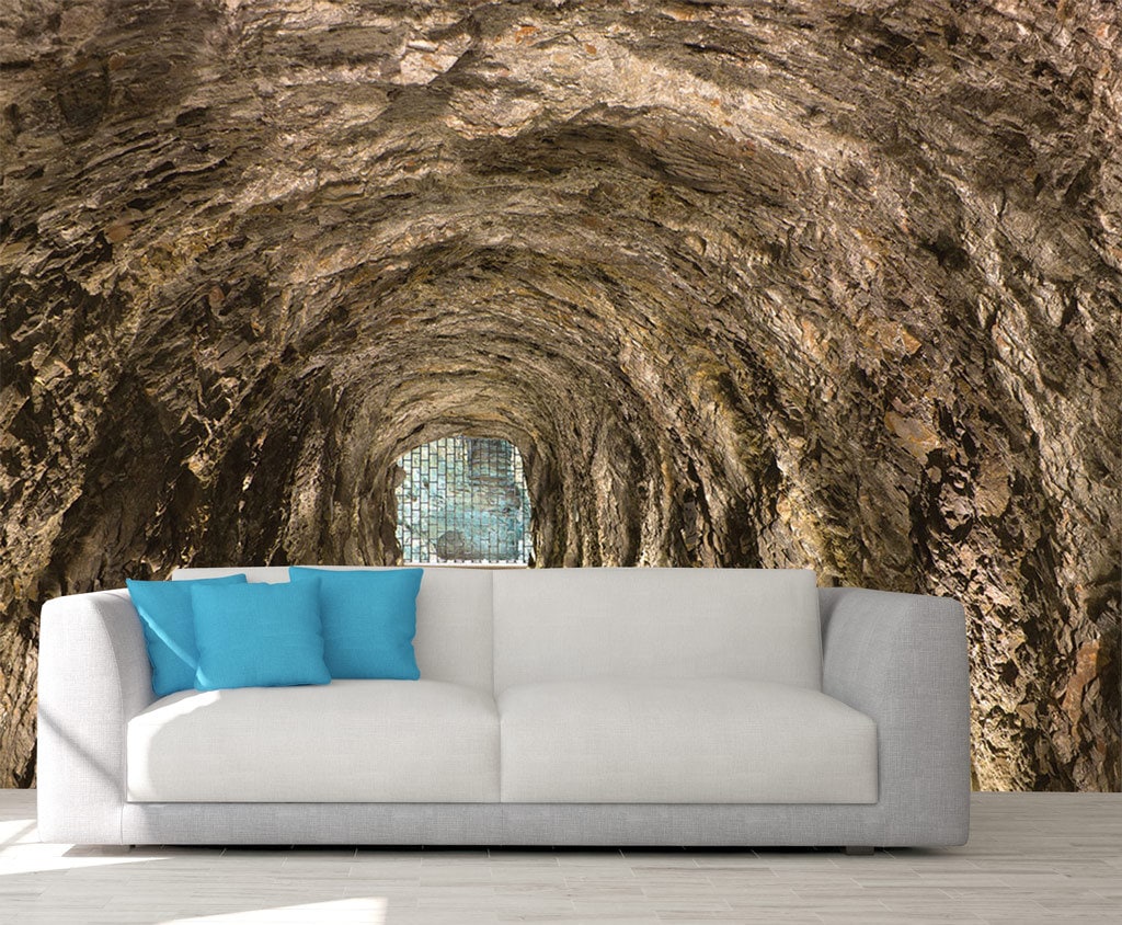 Cave Wall Muraltunnelperspectiveentrancewall Covering | Etsy