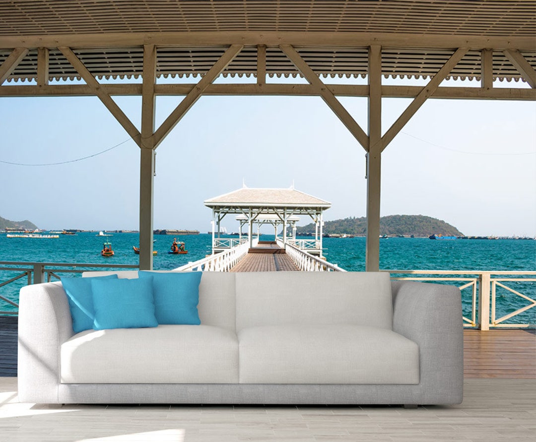 OCEAN VIEW PRINT, Peel and Stick, Nautical Wall Décor, Sea Wall Art, 3d ...