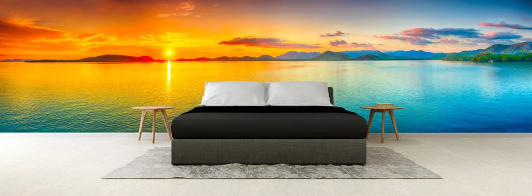 Sunset Wall Decor, Extra Large Wall Mural, Reusable Wallpaper, Wall ...