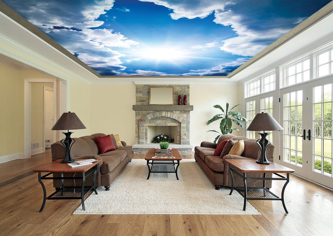 CLOUDS CEILING DECOR, Clouds Wallpaper, Peel and Stick, Sun Ceiling Art ...