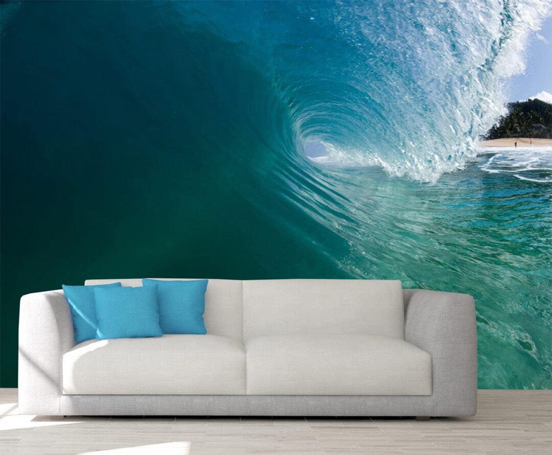 Big Wave Vinyl, PEEL AND STICK, Wave Wallpaper, Ocean Wave Wall Art ...